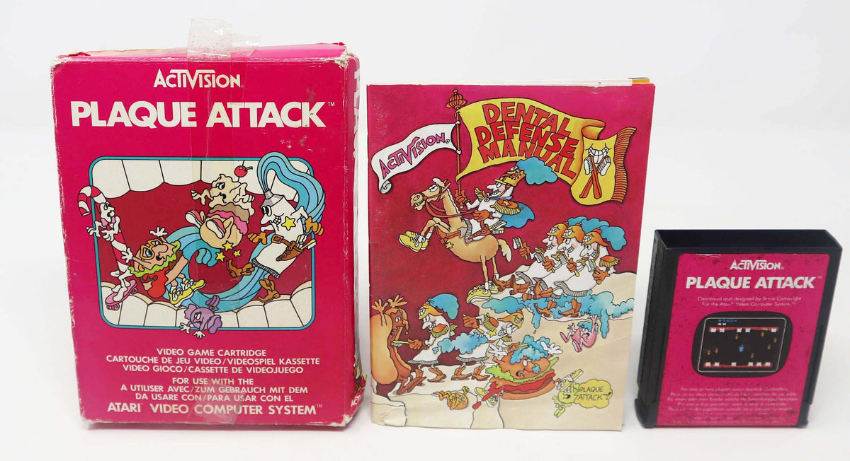 Vintage 1983 80s Atari 2600 Plaque Attack EAX027 Video Game Cartridge ...
